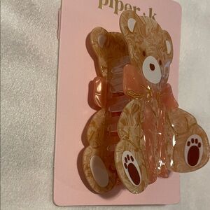 Piper | Accessories | Piper Bear Hair Clip In Pink And Tan | Poshmark